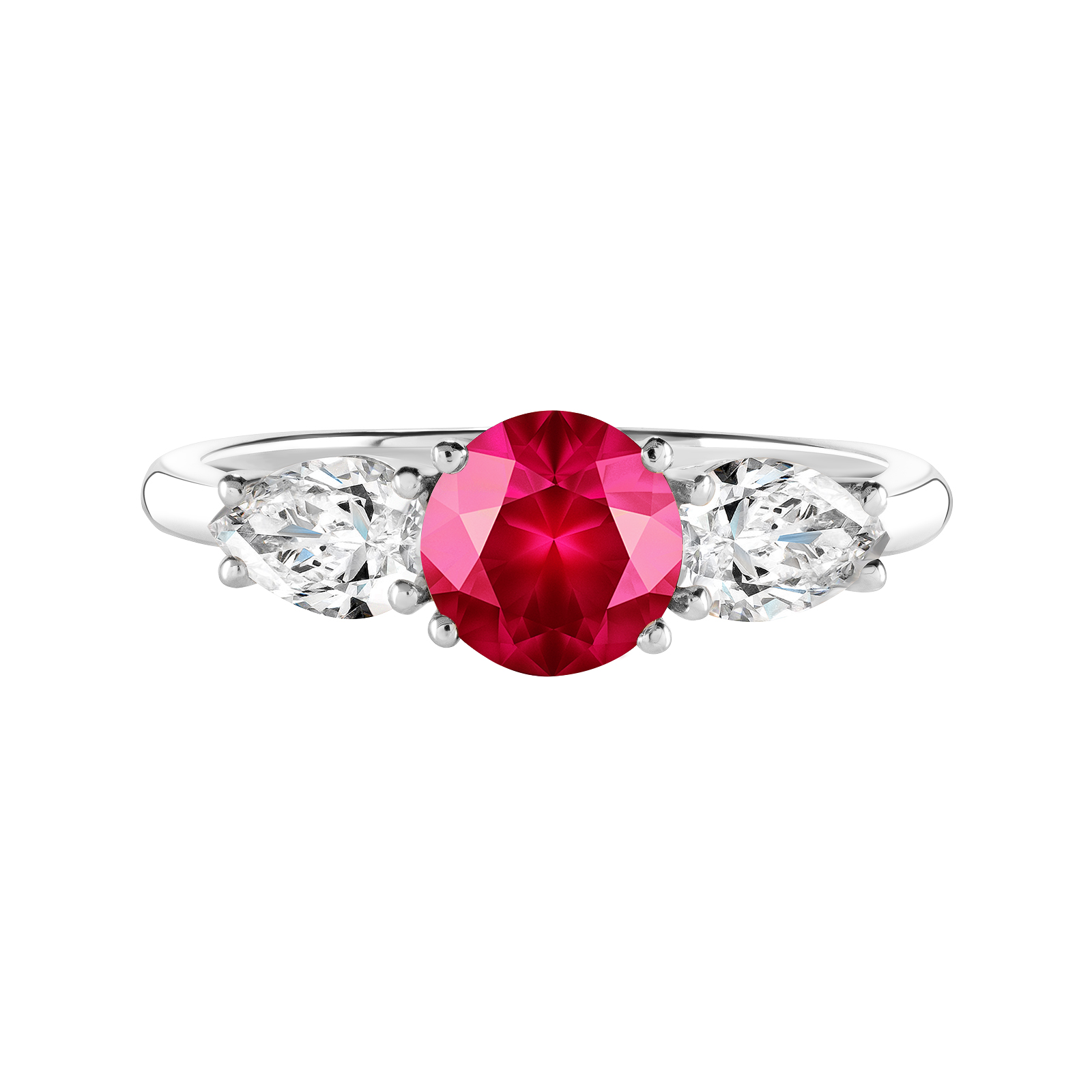 Lady Duo de Poires White Gold Ruby Ring | Gemmyo