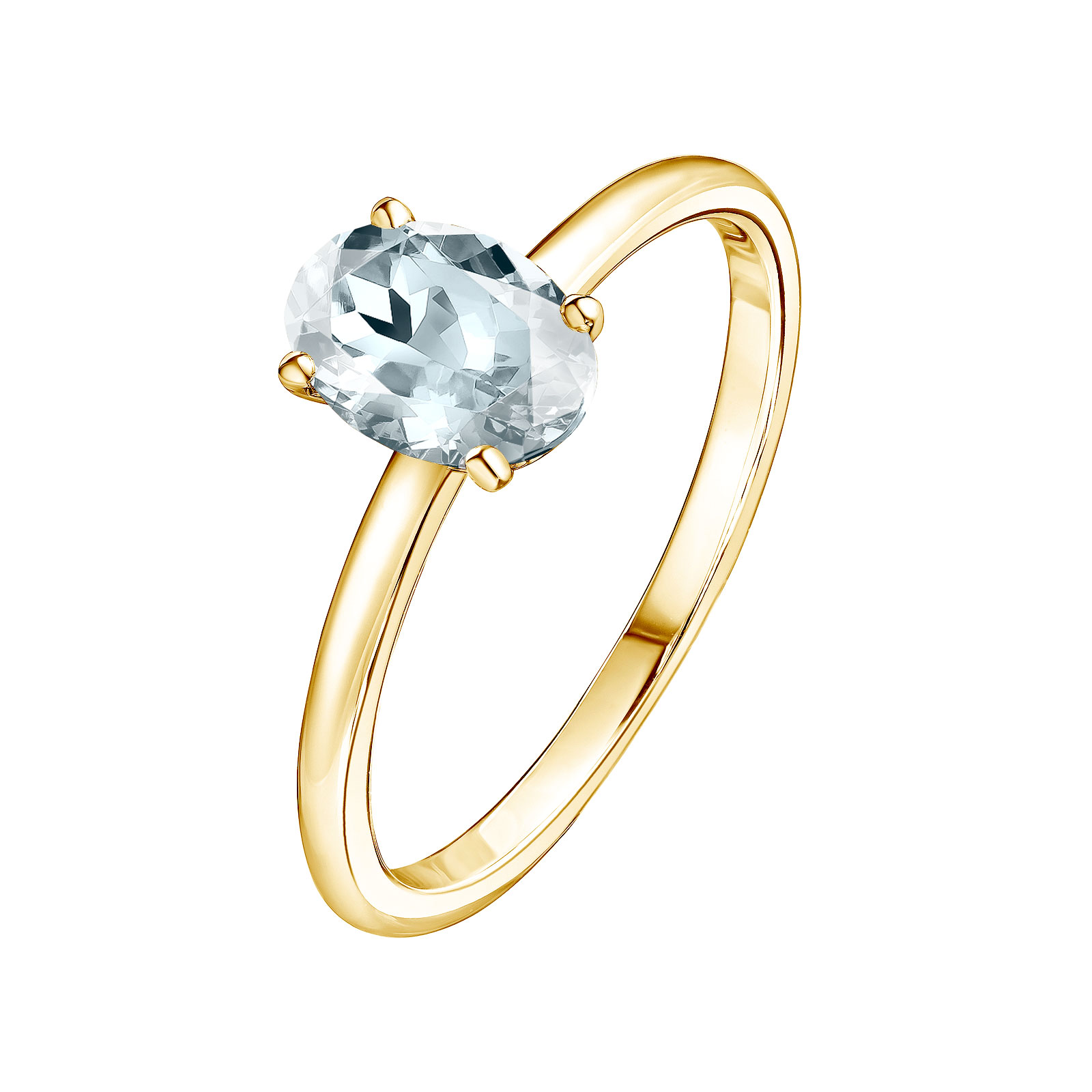 Lady Ovale Yellow Gold Aquamarine Ring | Gemmyo