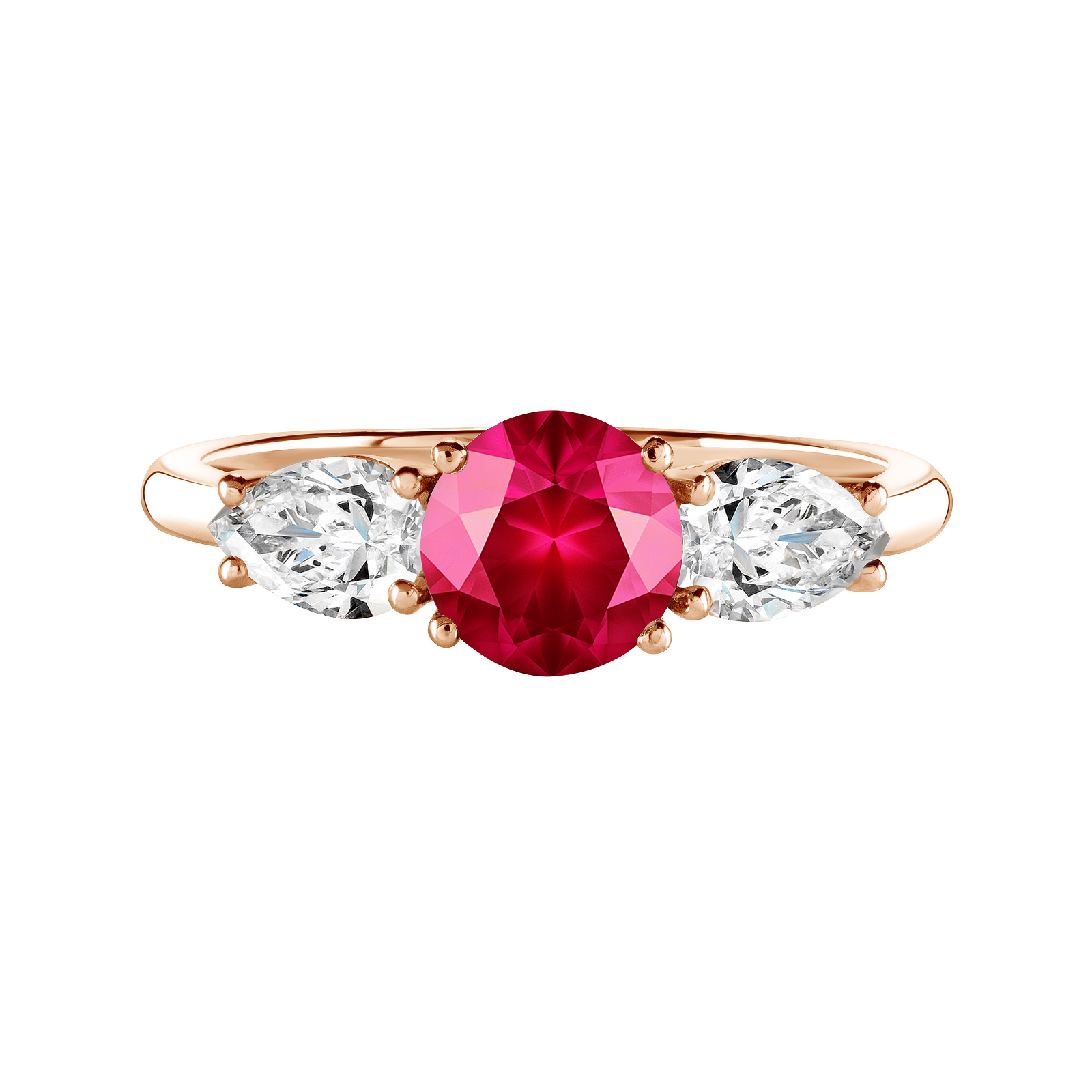 Lady Duo de Poires Rose Gold Ruby Ring | Gemmyo